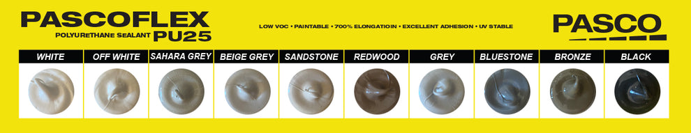 Pascoflex PU25 Polyurethane Sealant Colour Chart – Pasco Construction ...