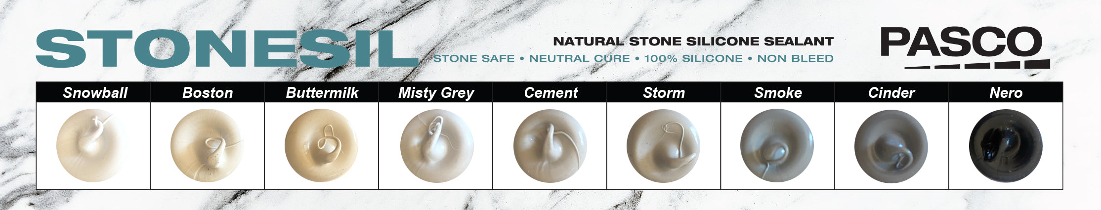 Stonesil Natural Stone Silicone Colour Chart – Pasco Construction Solutions
